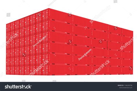 Stack Cargo Containers Perspective View Red Stock Vector Royalty Free 1186290796 Shutterstock