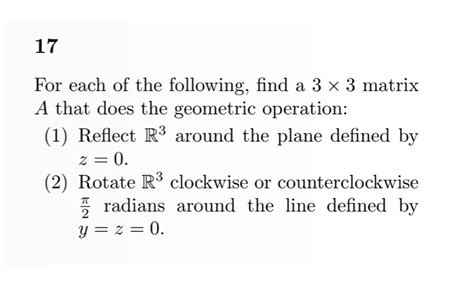Solved For Each Of The Following Find A 33 Matrix A That Chegg Com