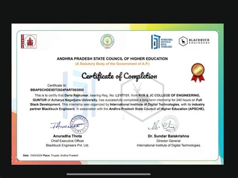 Darla Rajkumar On Linkedin Successfully Completed Full Stack Development It Was Organized By