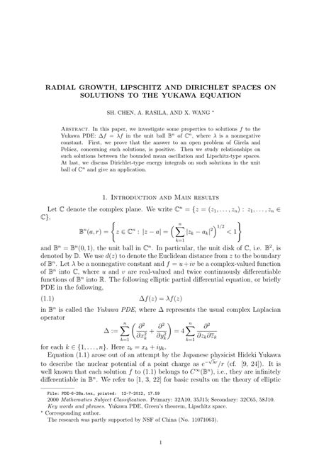 Pdf Radial Growth Lipschitz And Dirichlet Spaces On Solutions To The Yukawaequation