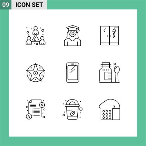 9 User Interface Outline Pack Of Modern Signs And Symbols Of Mobile Phone Plumber Star Satanic