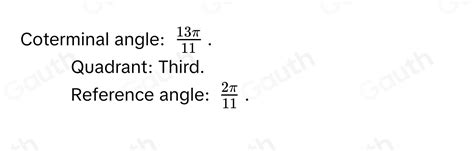 Solved For The Rotation 75π 11 Find The Coterminal Angle From 0≤ θ
