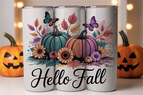 Hello Fall 20oz Tumbler Wrap Graphic By Marino · Creative Fabrica