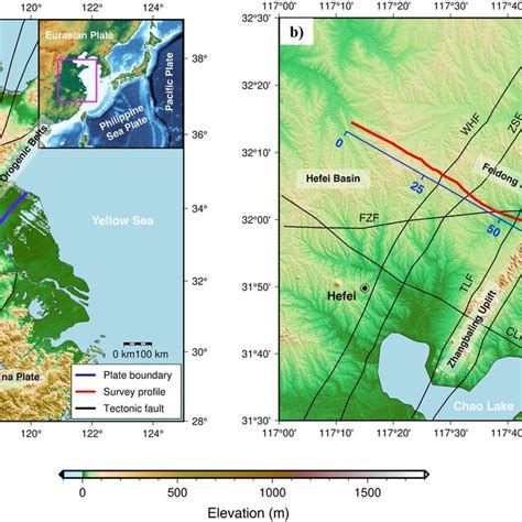 A The Location Of The 2‐d Active‐source Seismic Survey And The Download Scientific Diagram