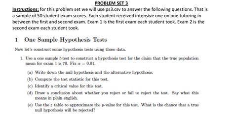 PROBLEM SET Instructions For This Problem Set We Chegg Com