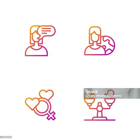 성별 평등 여성 성별 의견 및 다른 국가의 여성을 설정합니다 그라데이션 색상 아이콘 벡터 3월에 대한 스톡 벡터 아트 및 기타 이미지 Istock