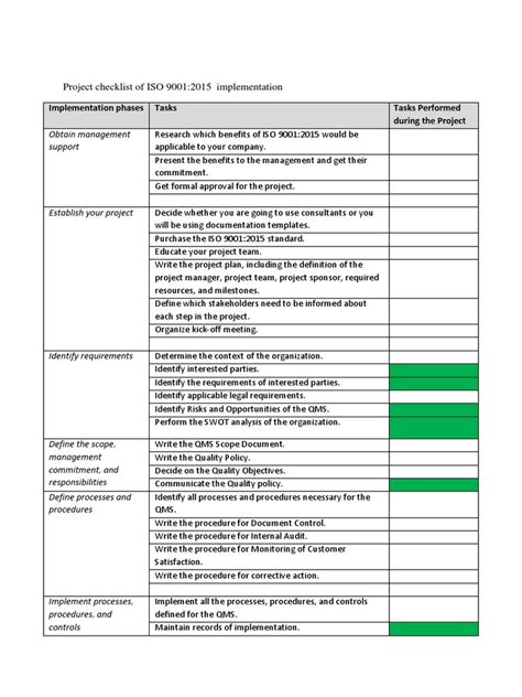 Iso 9001 Internal Audit Checklist Template