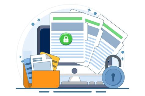 Premium Vector Secure Confidential Online Document Access On Laptop Computer Or Internet Web