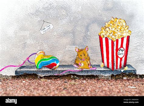 Moo Mop Mouse Artwork By An Anonymous Street Artist On The Wall Of The Pier Entrance At Herne