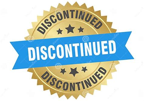 Discontinued Discontinued Round Blue And Gold Label Isolated On