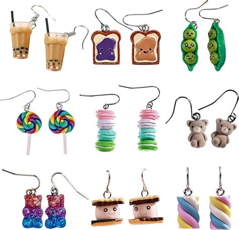 Creative Food Themed Drop Dangle Earrings Set Handmade