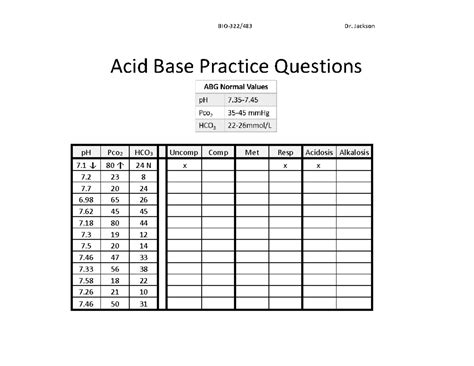 Bio 322 Week 2 Acid Base Worksheet Bio 322 Bio 322 483 Dr
