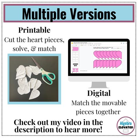 Solving Equations Match 8th Grade Algebra 1 Valentines Day Made By Teachers