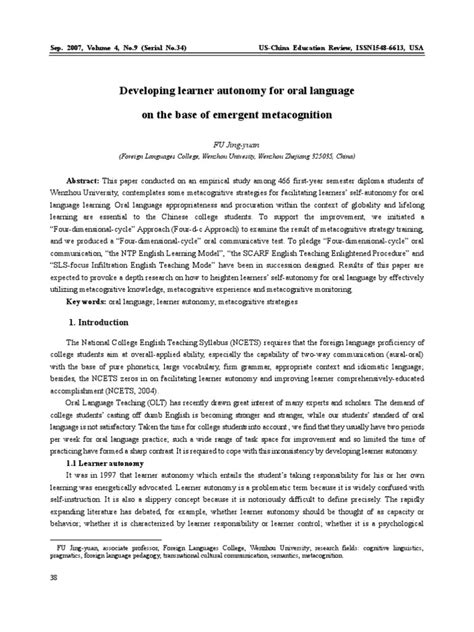 Developing Learner Autonomy Download Free Pdf Metacognition Self