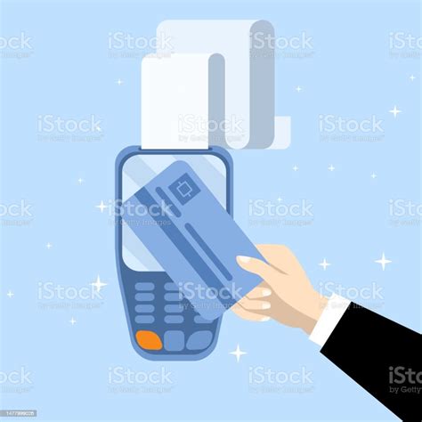 디지털 또는 전자 거래 개념 비접촉 결제 지불하기 위해 Pos 단말기 근처에서 신용 카드 또는 직불 카드를 들고있는 사람 Nfc 기술을 사용한 거래 벡터 그림 계산대에 대한