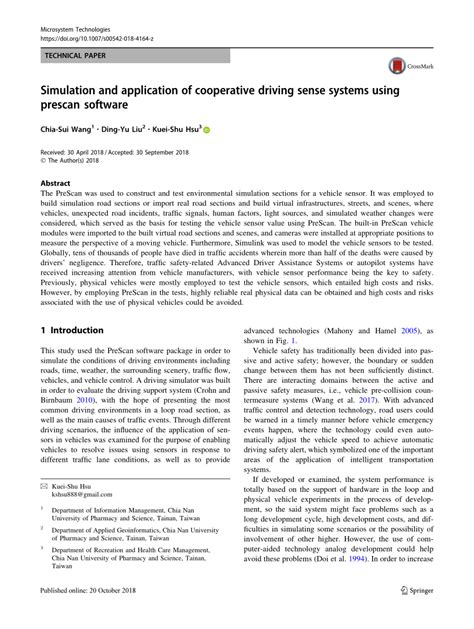 Pdf Simulation And Application Of Cooperative Driving Sense Systems