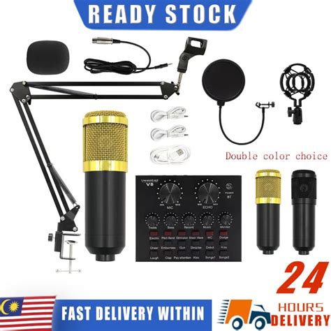 Bm 800 Mic With Microphone Condenser V8 Sound Card Recording For Radio Braodcasting Singing
