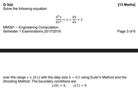Solved 13 Marks Q 3a Solve The Following Equation Day