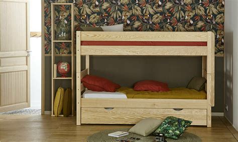 Lit Superposé bas Alto Mobilier Gain de Place en Bois Massif