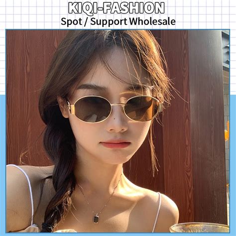 แว่นตากันแดด กรอบโลหะ ทรงวงรี ป้องกันรังสียูวี หรูหรา สไตล์อเมริกัน แฟชั่นเรโทร สําหรับผู้หญิง