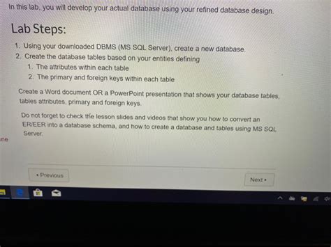 Solved In This Lab You Will Develop Your Actual Database