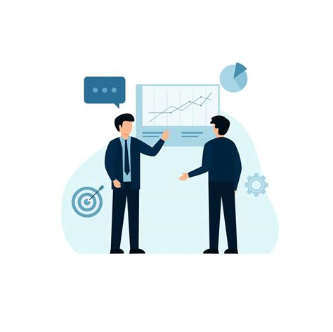 Business Presentation Design Concept Analysts Working Small People And Laptop Screen With Data