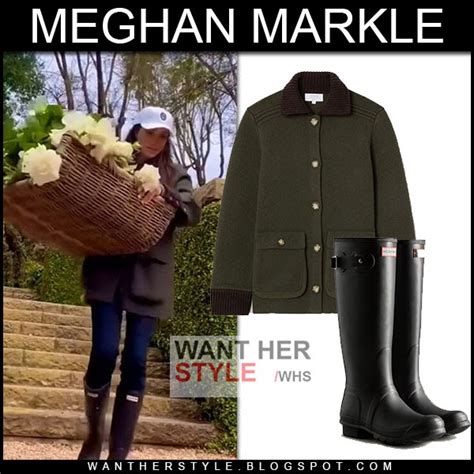 Meghan Markle In Khaki Olive Jacket And Black Rain Boots On April 29