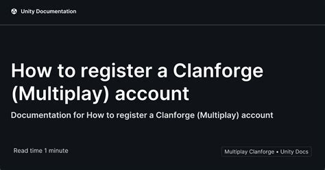 How To Register A Clanforge Multiplay Account • Multiplay Clanforge • Unity Docs
