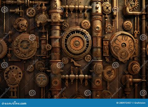 Two Steampunk Clocks With Gears Vector Illustration
