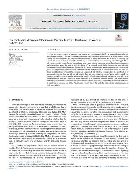 Pdf Polygraph Based Deception Detection And Machine Learning
