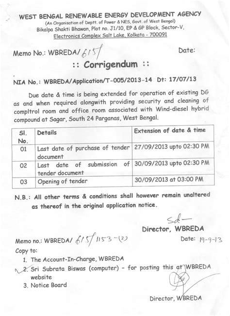 Corrigendum Order Wbreda An Organisation Under The Department Of Non Conventional And