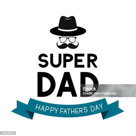 슈퍼 아빠는 흰색 바탕에 모자 안경 및 콧수염 레터링 아버지의 날 인사말 카드입니다 타이포 그래피 포스터 배너 전단지 엽서 초대장에 대 한 벡터 템플릿을 쉽게 편집 할 수