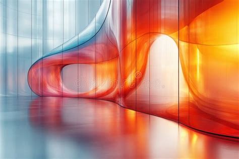 Abstract Interior Design Featuring Colorful Translucent Structures In A Modern Space Stock