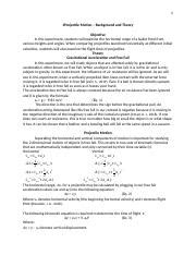 Projectile Motion Lab Report Docx 1 1Projectile Motion Background And Theory Objective In