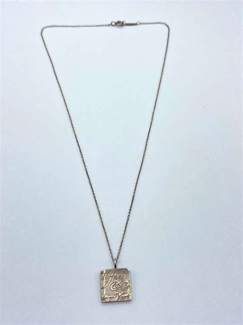 Tiffany Co Sterling Silver Square Notes Pendant Necklace