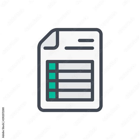 Document With Spreadsheet Color Line Icon File With Pivot Table Page Vector Outline Colorful