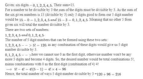 A Five Digit Number Divisible By Has To Formed Using The Numerals And Without