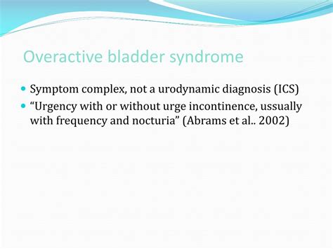 Ppt Evidence Based Treatment Of Overactive Bladder Syndrome Oab