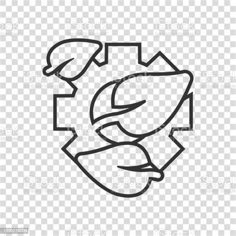 플랫 스타일의 잎과 기어 아이콘 흰색 고립 된 배경에 식물 벡터 그림과 함께 Cog 에코 기계 사인 비즈니스 개념 개념에 대한 스톡 벡터 아트 및 기타 이미지 Istock