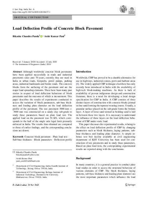Pdf Load Deflection Profile Of Concrete Block Pavement