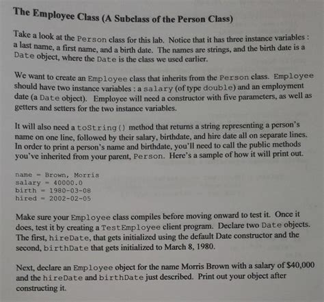 Solved The Person Class Public Class Person Private String