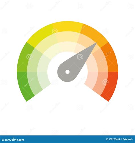 Radial Gauge Scale From Red To Green With Arrow Hand Pointer