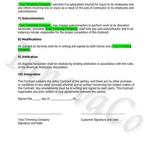 Tree Trimming Contract Template Tree Removal Contract Agreement Tree Service Contract
