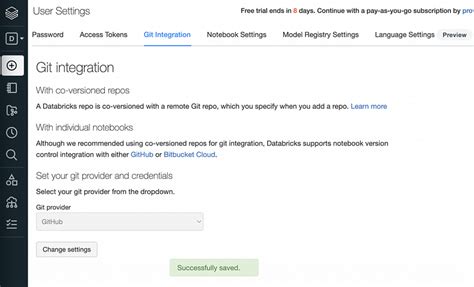 Databricks Github Repo Integration Setup