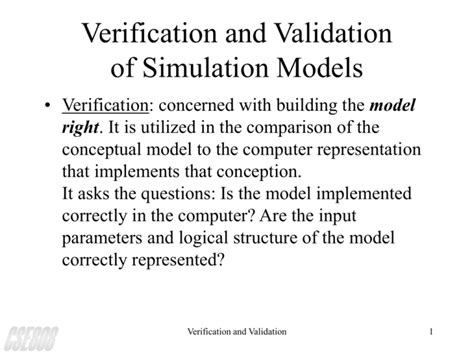 Verification And Validation Of Simulation Models