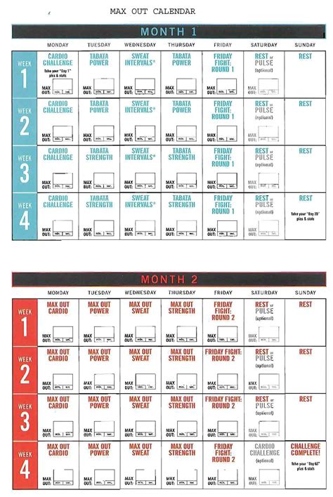 Insanity Max Out Calendar Hit Tha Floor Starting 121514 If You