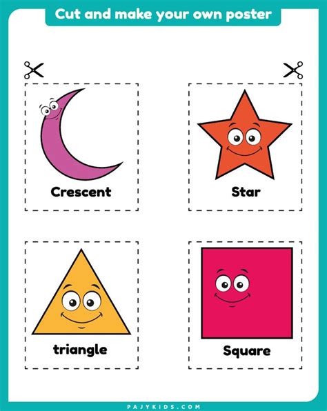 أنشطة قص ولصق الاشكال بالانجليزي لرياض الأطفال Make Your Own Poster