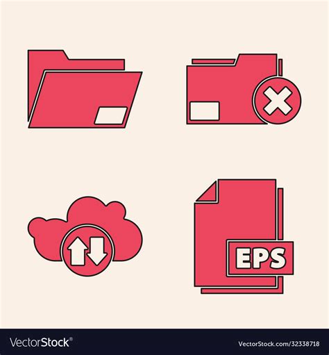 Set Eps File Document Document Folder Delete Vector Image