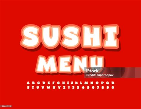 창조적 인 스타일 알파벳 편지와 숫자 세트 벡터 맛있는 템플릿 초밥 메뉴 중국 요리에 대한 스톡 벡터 아트 및 기타 이미지 중국 요리 컴퓨터 글자 건강한 식생활