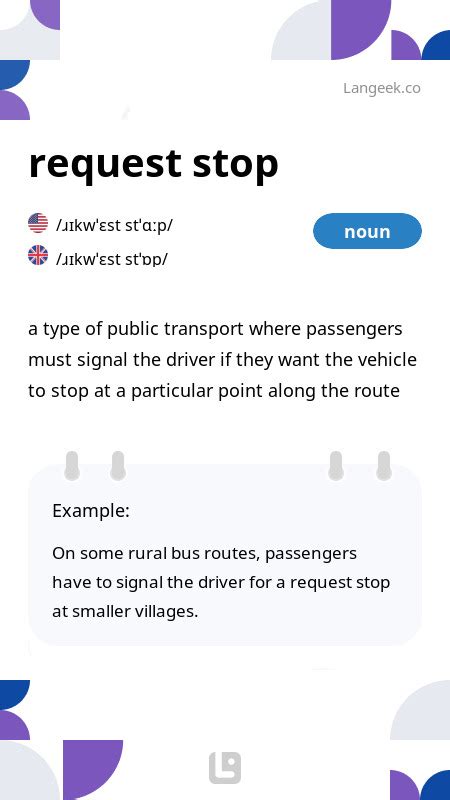 Definition And Meaning Of Request Stop Picture Dictionary